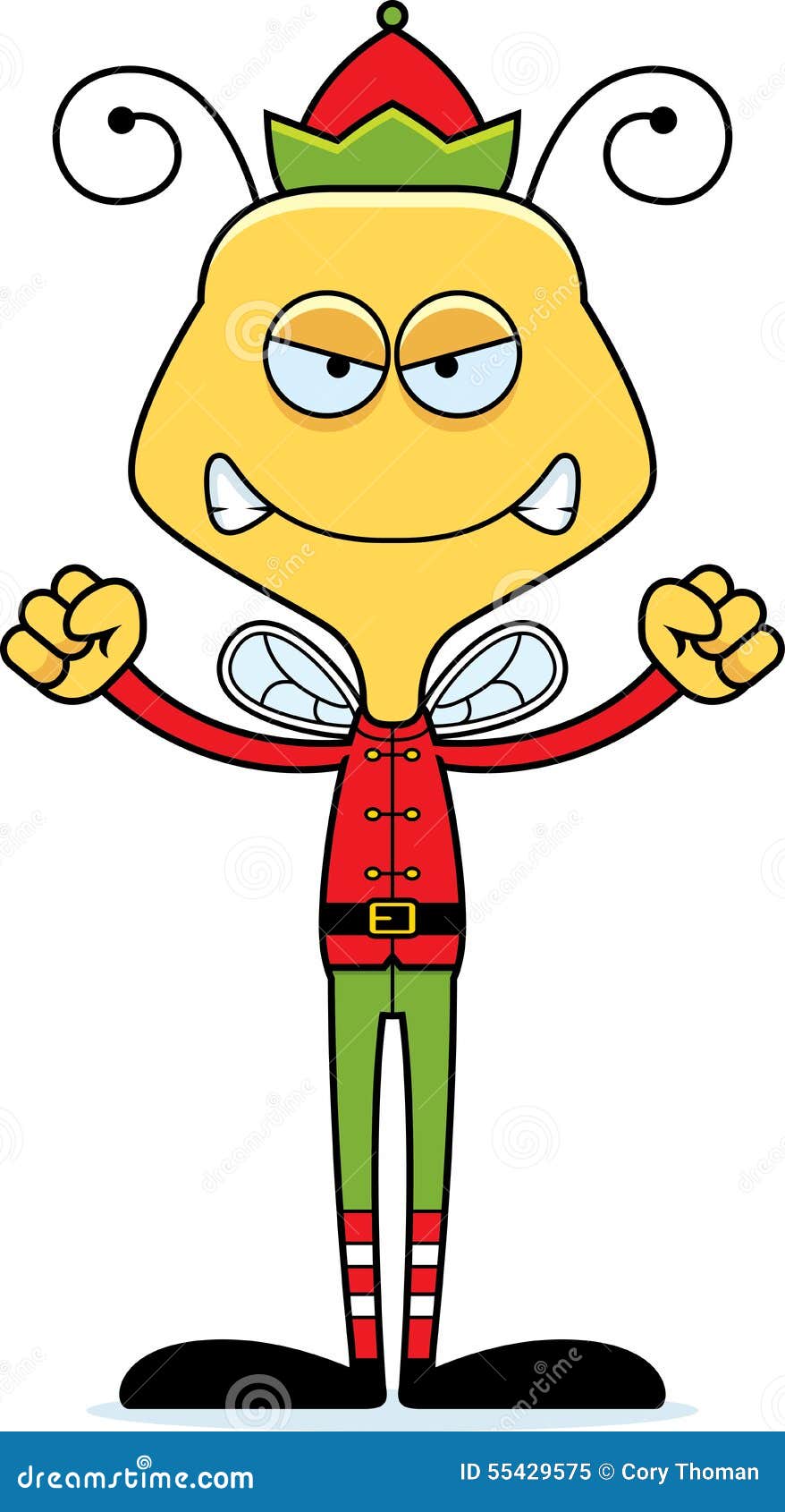 Cartoon Angry Xmas Elf Bee stock vector. Illustration of insect - 55429575