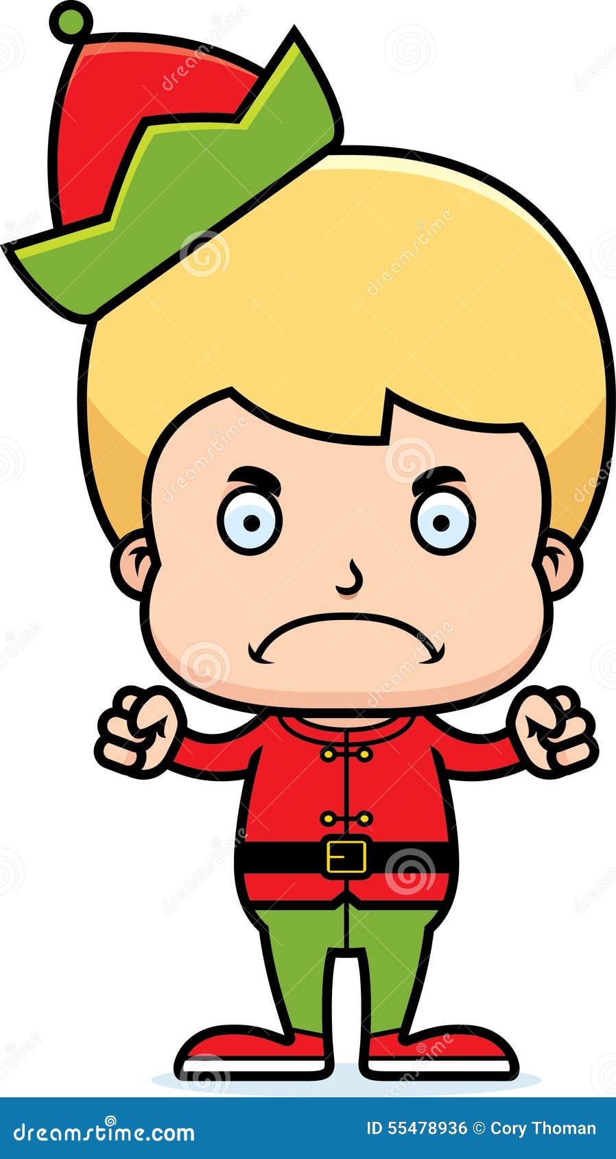 Cartoon Angry Xmas Elf Boy stock vector. Illustration of christmas ...