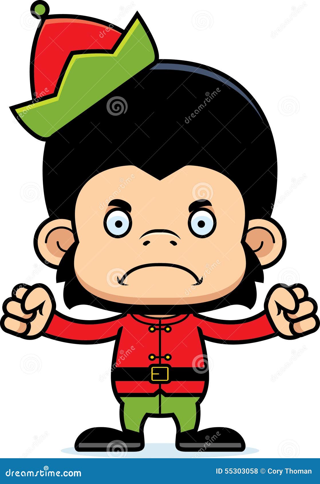 Cartoon Angry Xmas Elf Chimpanzee Stock Vector - Illustration of ...