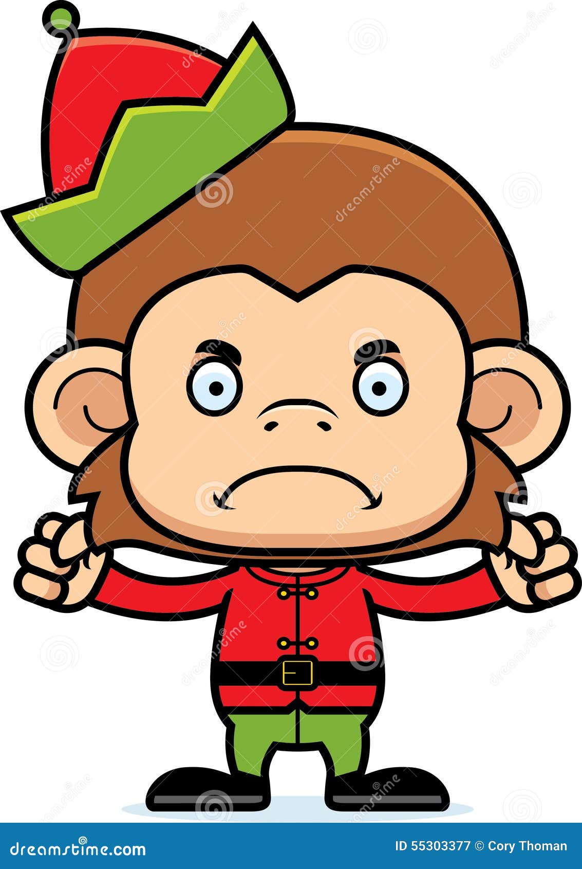 Cartoon Angry Xmas Elf Monkey Stock Vector - Illustration of xmas ...