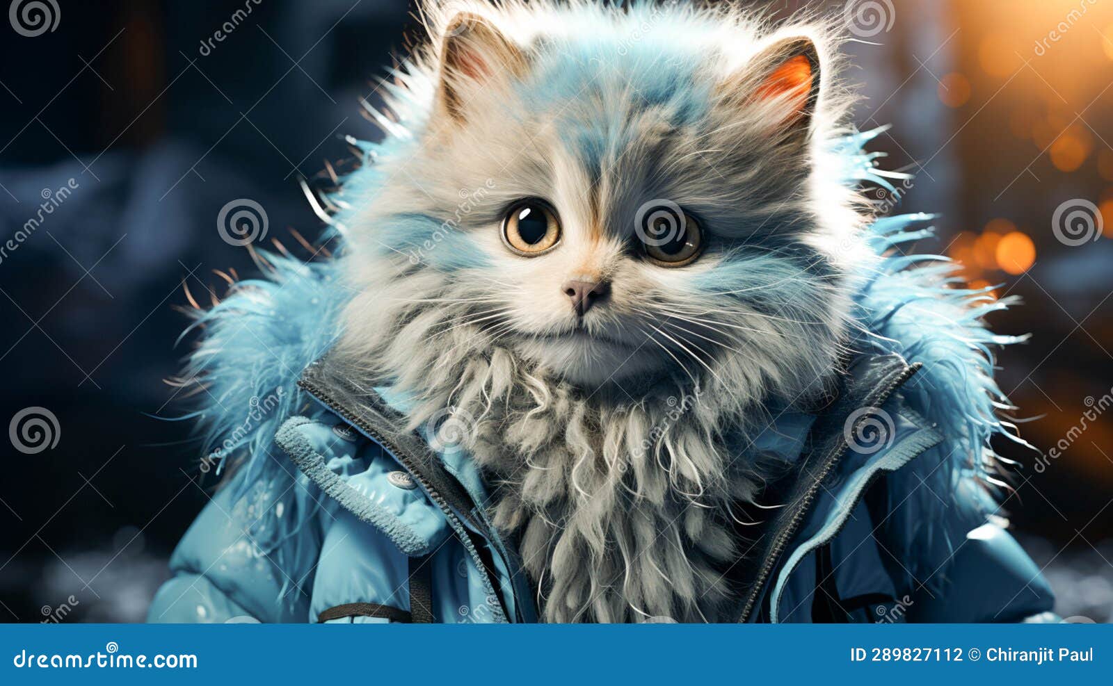A Cartoon Animal with a Blue Fur Coat Stock Illustration - Illustration ...