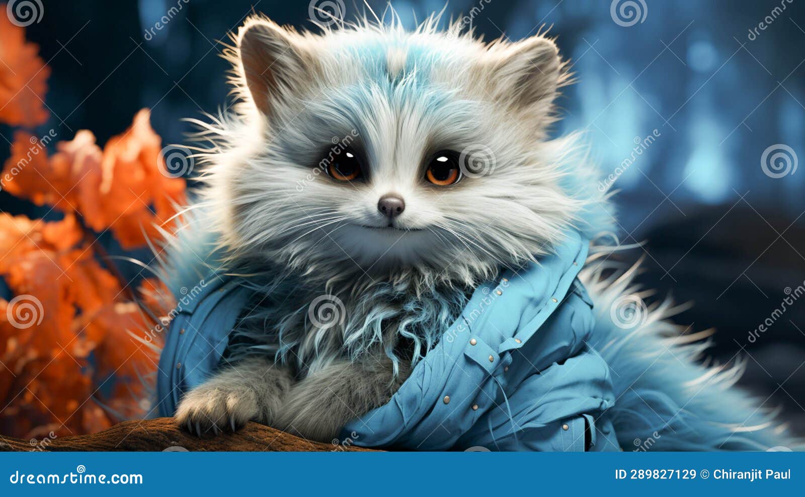 A Cartoon Animal with a Blue Fur Coat Stock Illustration - Illustration ...