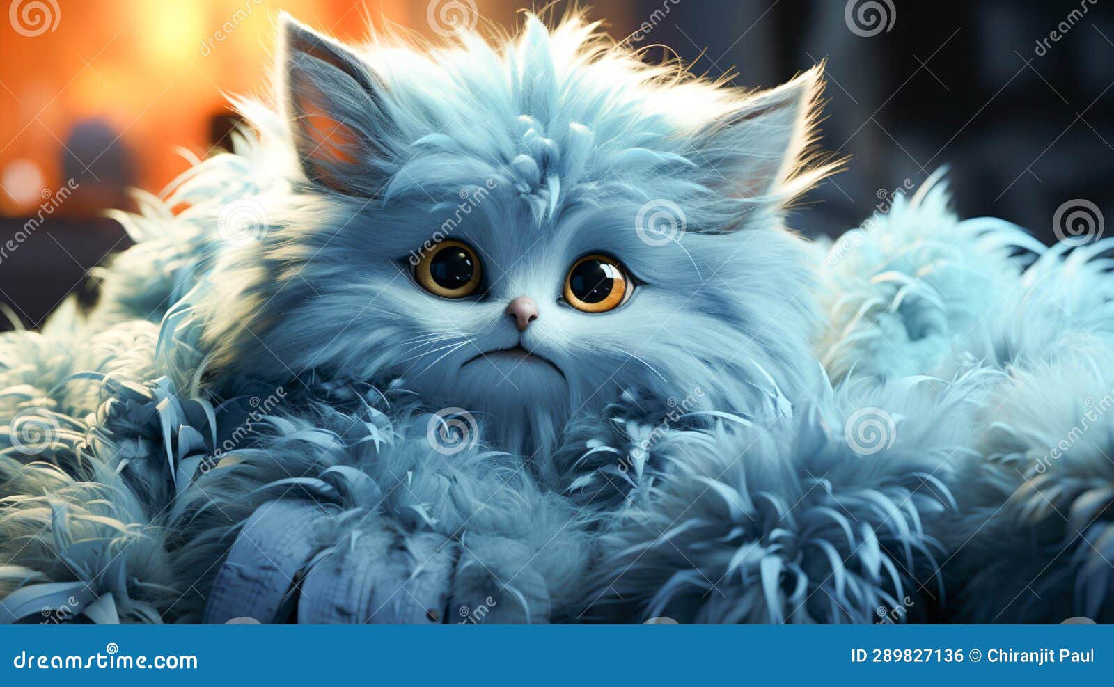 A Cartoon Animal with a Blue Fur Coat Stock Illustration - Illustration ...