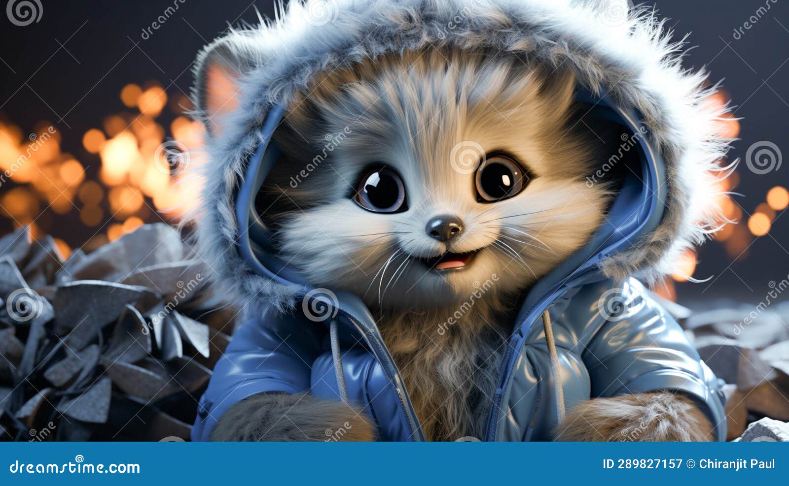 A Cartoon Animal with a Blue Fur Coat Stock Illustration - Illustration ...
