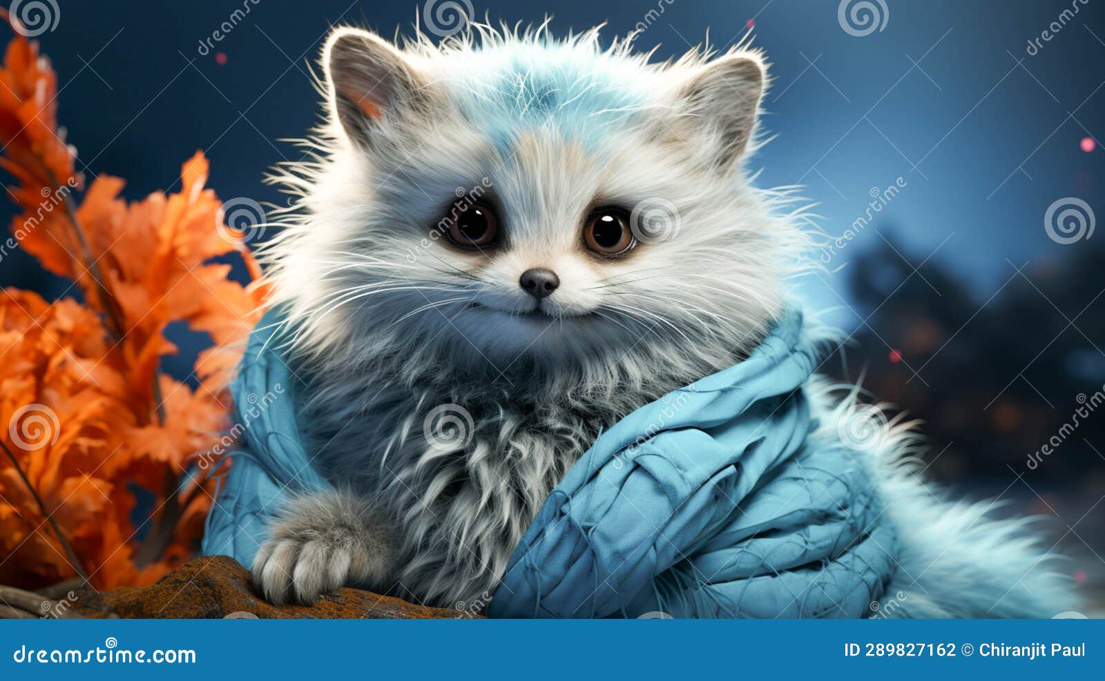 A Cartoon Animal with a Blue Fur Coat Stock Illustration - Illustration ...
