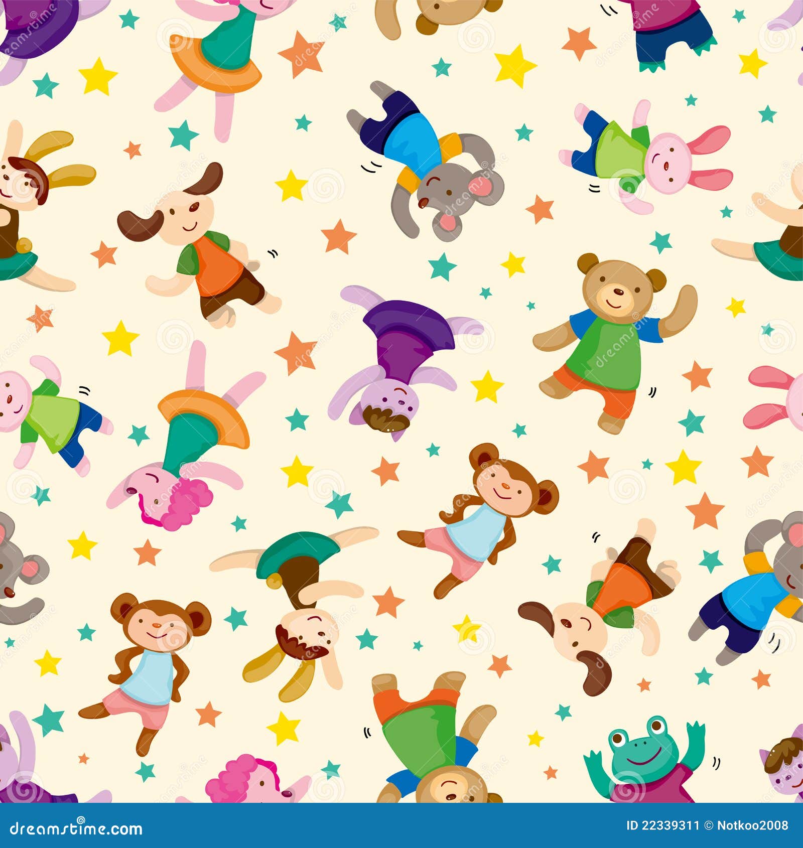 Cartoon Animal Dancer Seamless Pattern Stock Vector - Illustration of ...