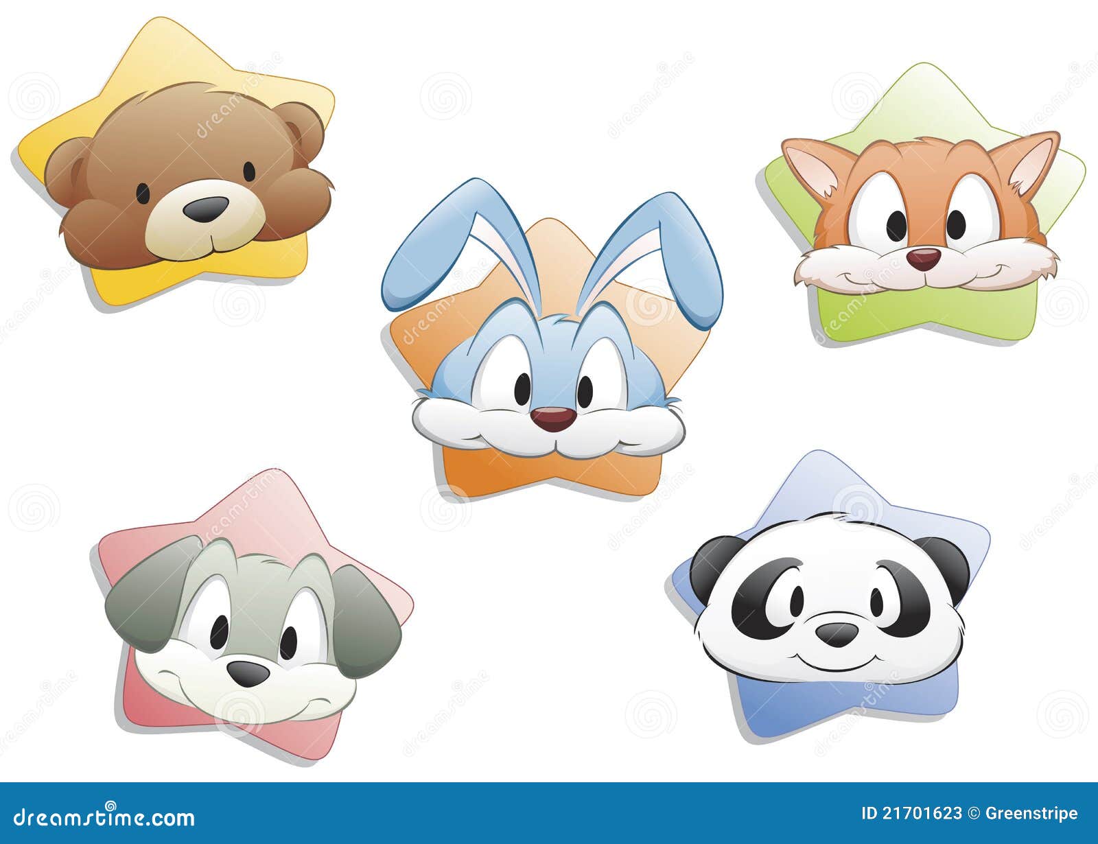Cartoon Animal Faces stock vector. Illustration of animal - 21701623