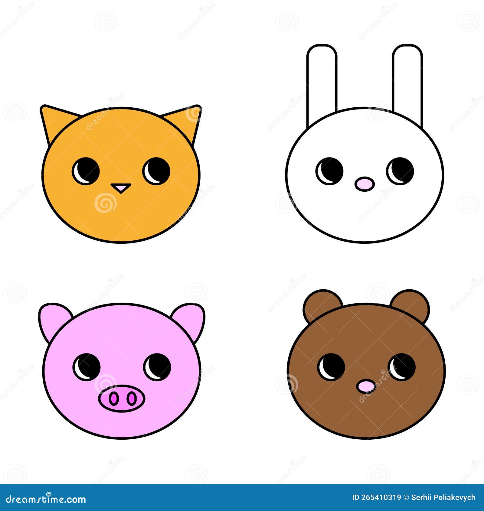 Cartoon Animal Faces. Animal Face. Vector Illustration. Stock Image ...