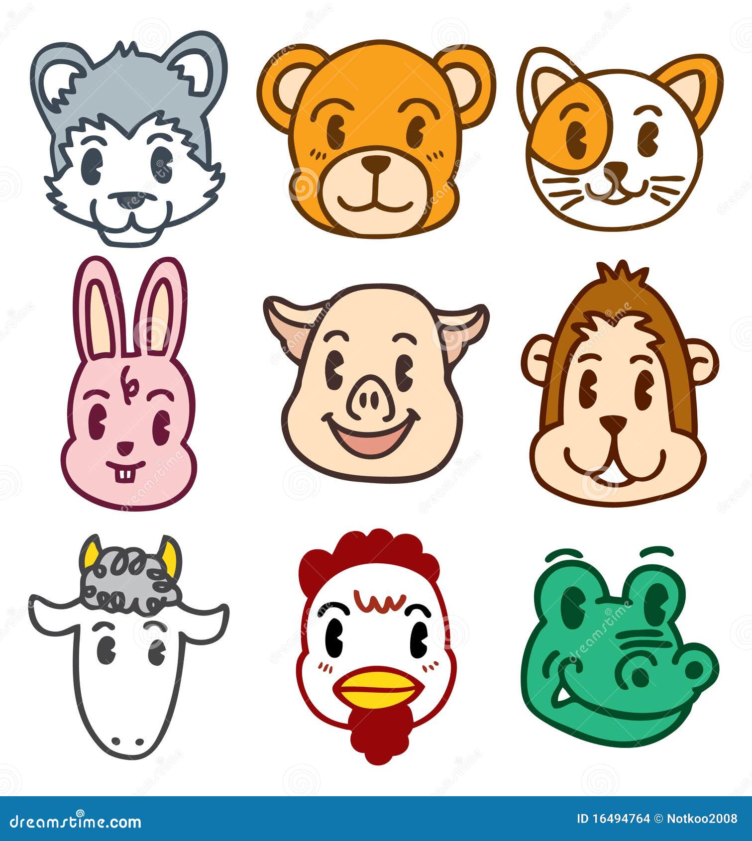 Cartoon animal head stock vector. Illustration of draw - 16494764