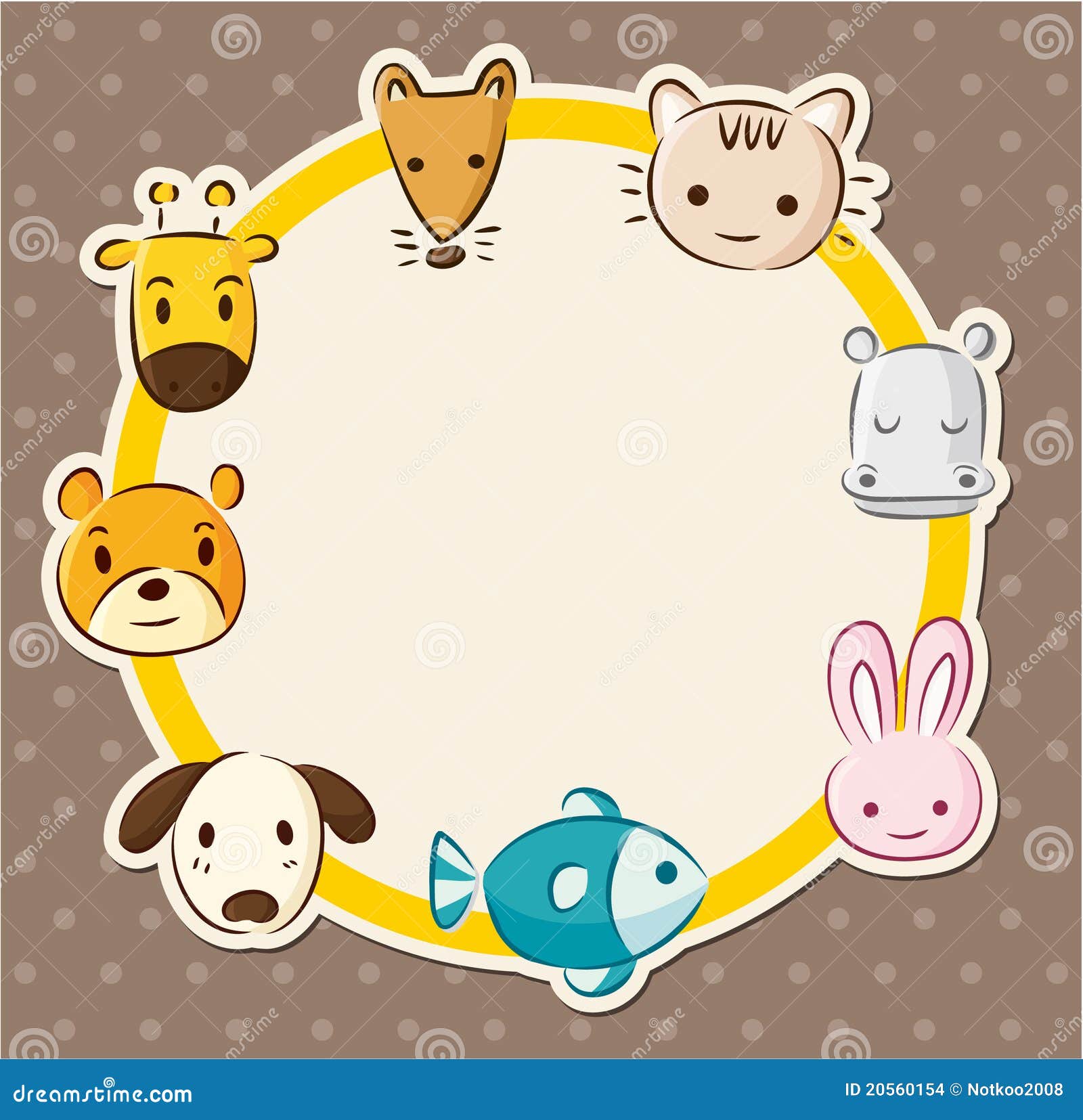 Cartoon animal head card stock vector. Illustration of head - 20560154