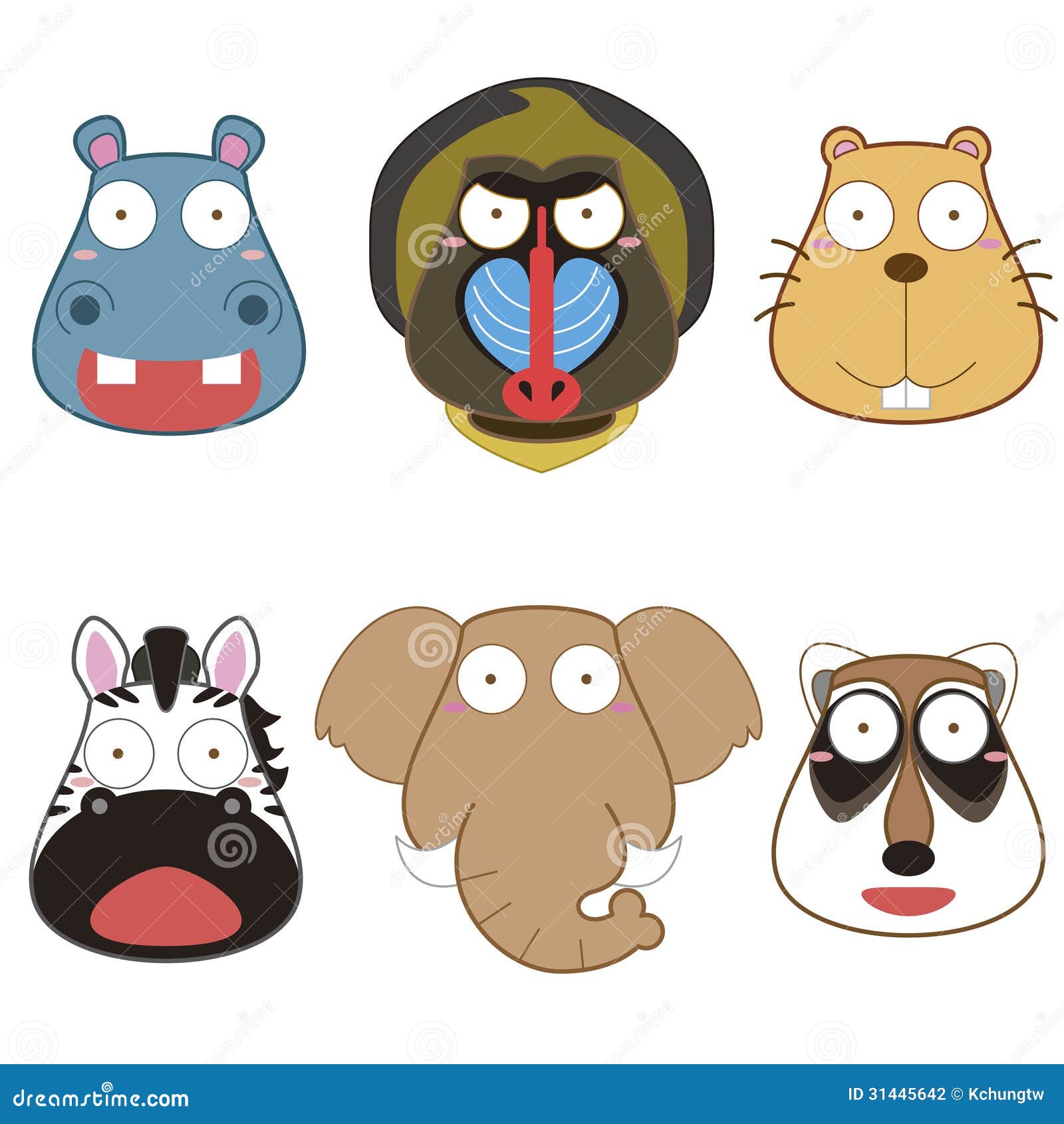 Cartoon animal head set stock vector. Illustration of african - 31445642