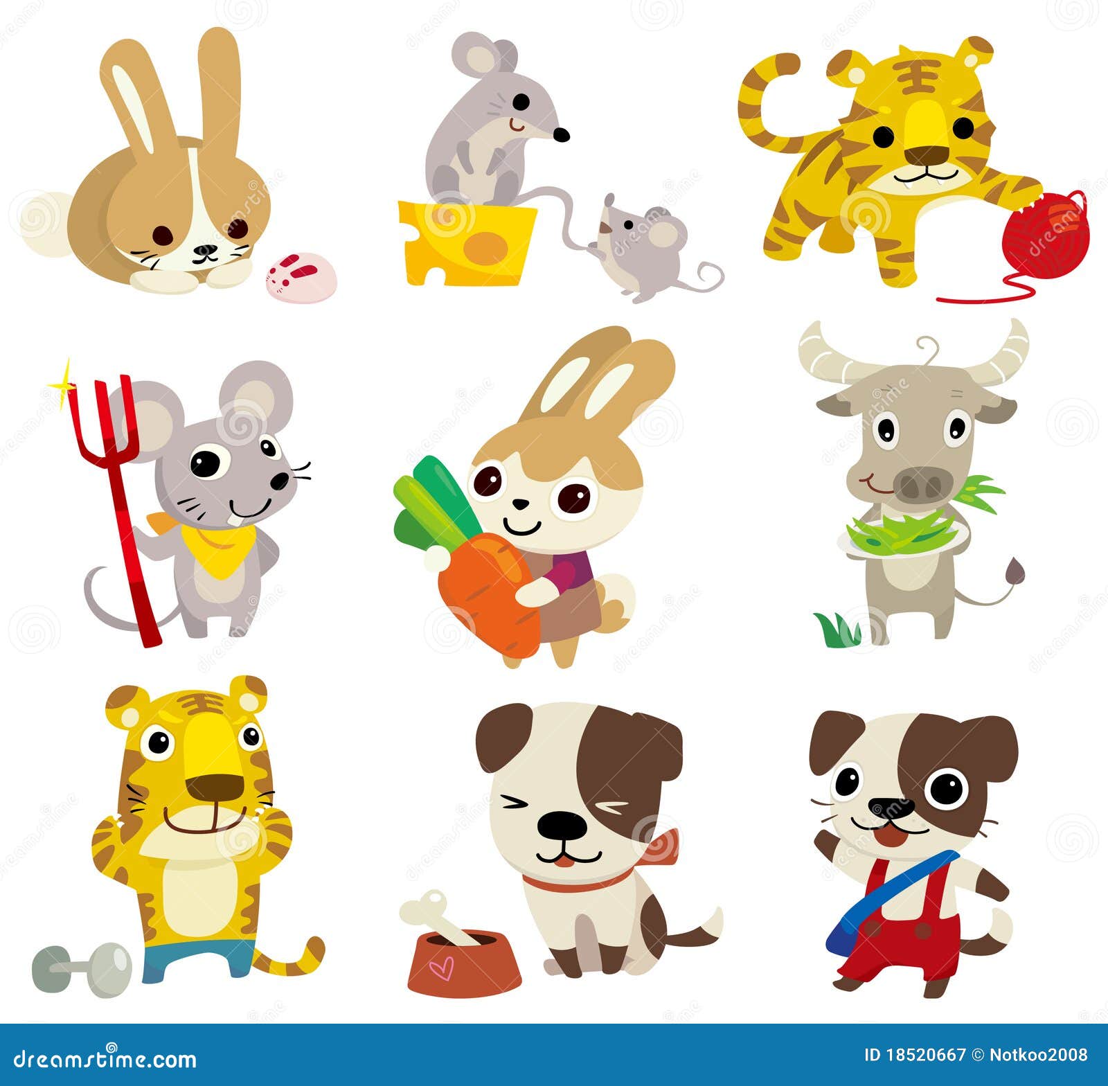 Animal Icon Set. Cartoons Line Design Pastel Colore Frog Elephant ...