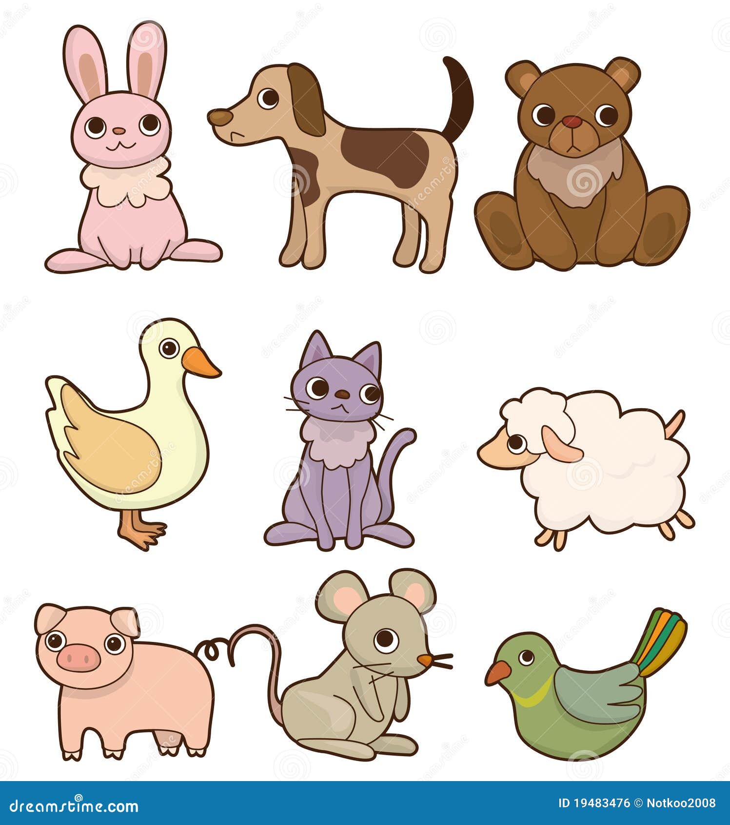 Cartoon animal icon set stock vector. Illustration of icon - 19483476