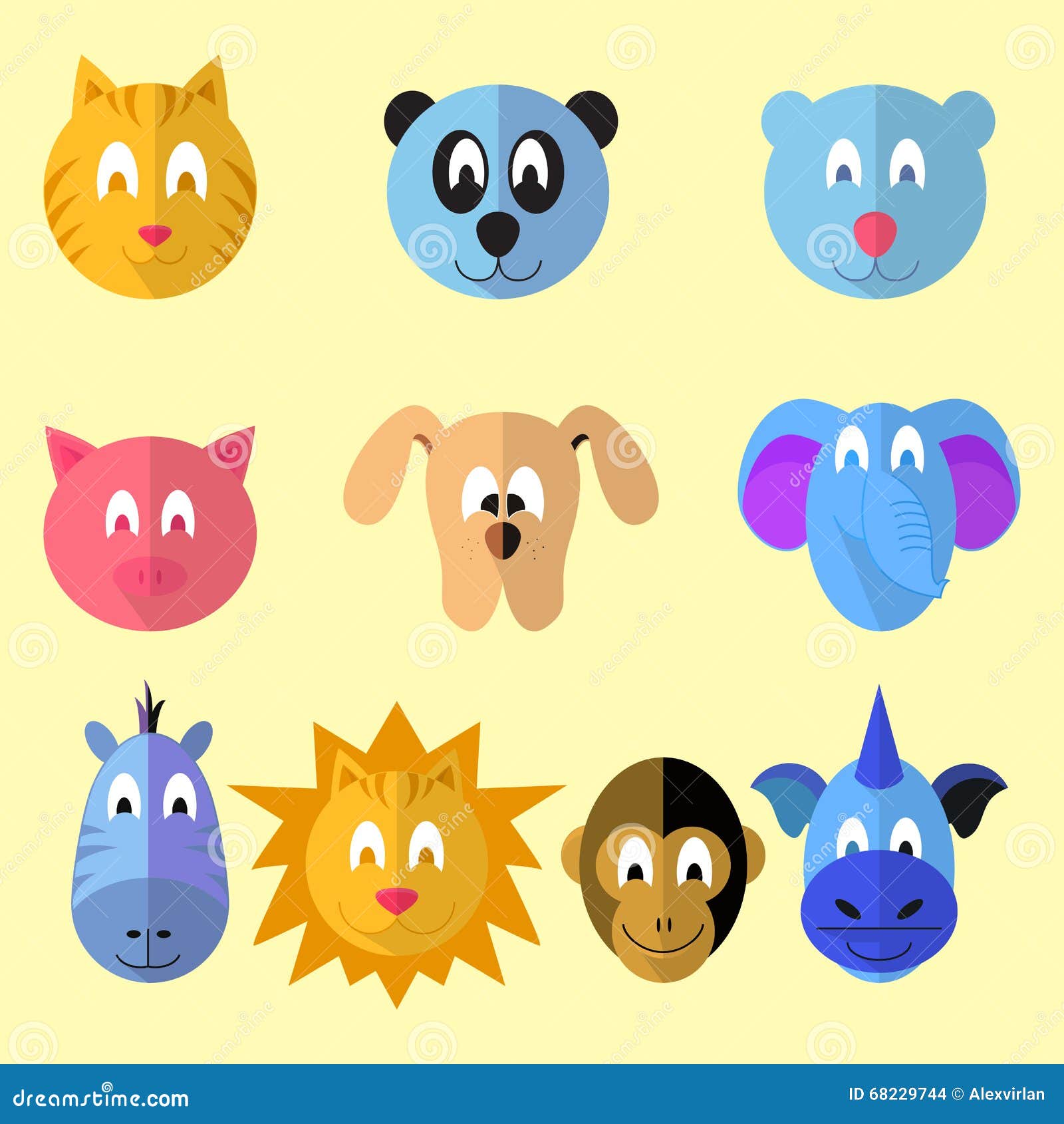 Cartoon animal icons stock vector. Illustration of cheetah - 68229744