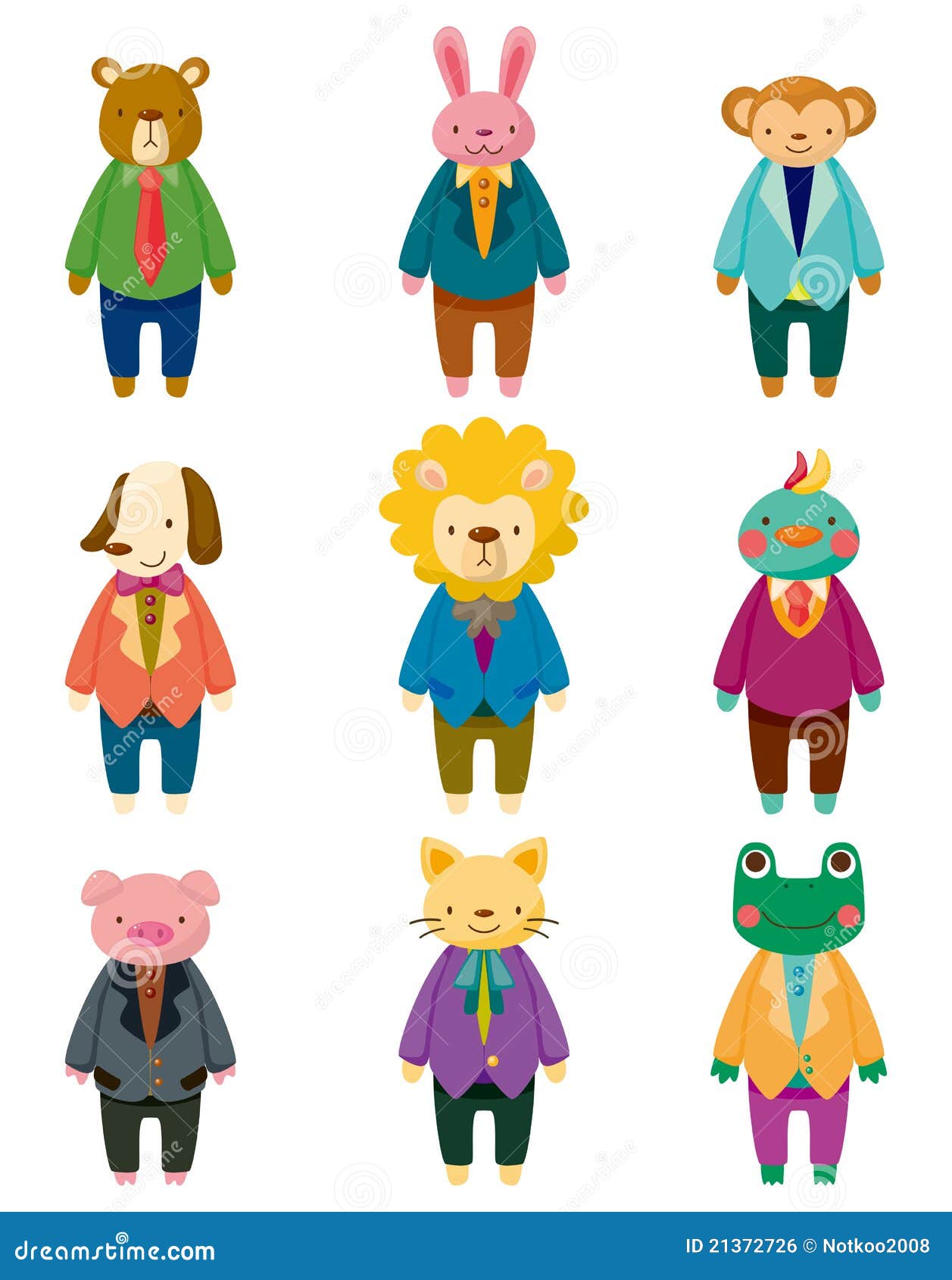 Cartoon Animal Office Worker Icons Stock Vector - Illustration of cute ...
