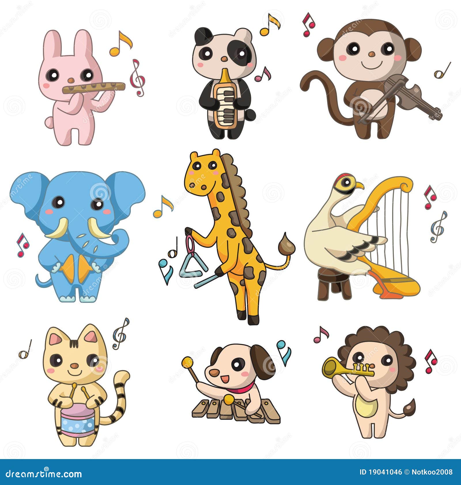 Cartoon Animal Play Music Icon Stock Vector - Illustration of ...