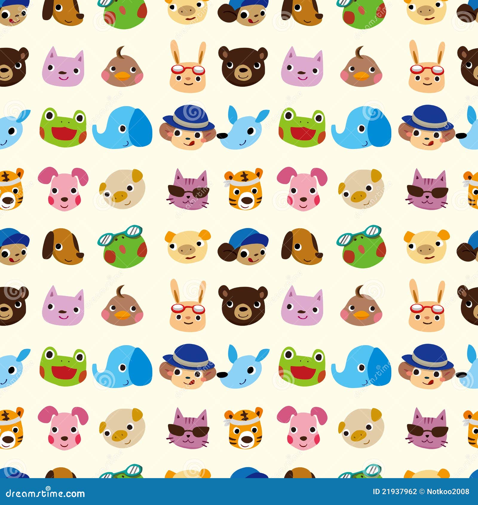 Cartoon Animal Seamless Pattern Stock Vector - Illustration of color ...