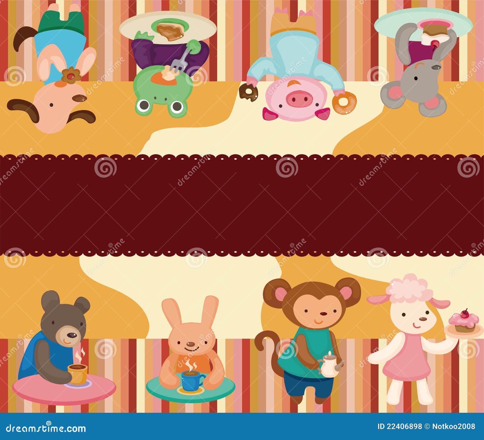 Cartoon Animal Tea Time Card Stock Vector - Illustration of cartoon ...