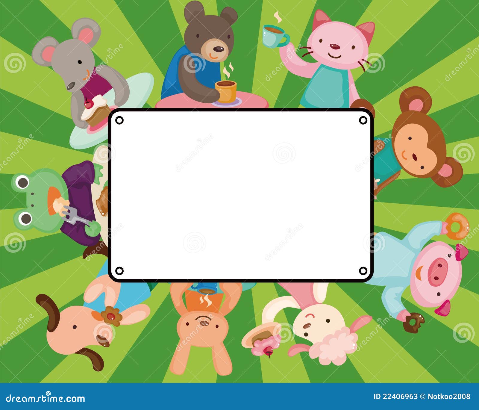 Cartoon Animal Tea Time Card Stock Vector - Illustration of poodle ...