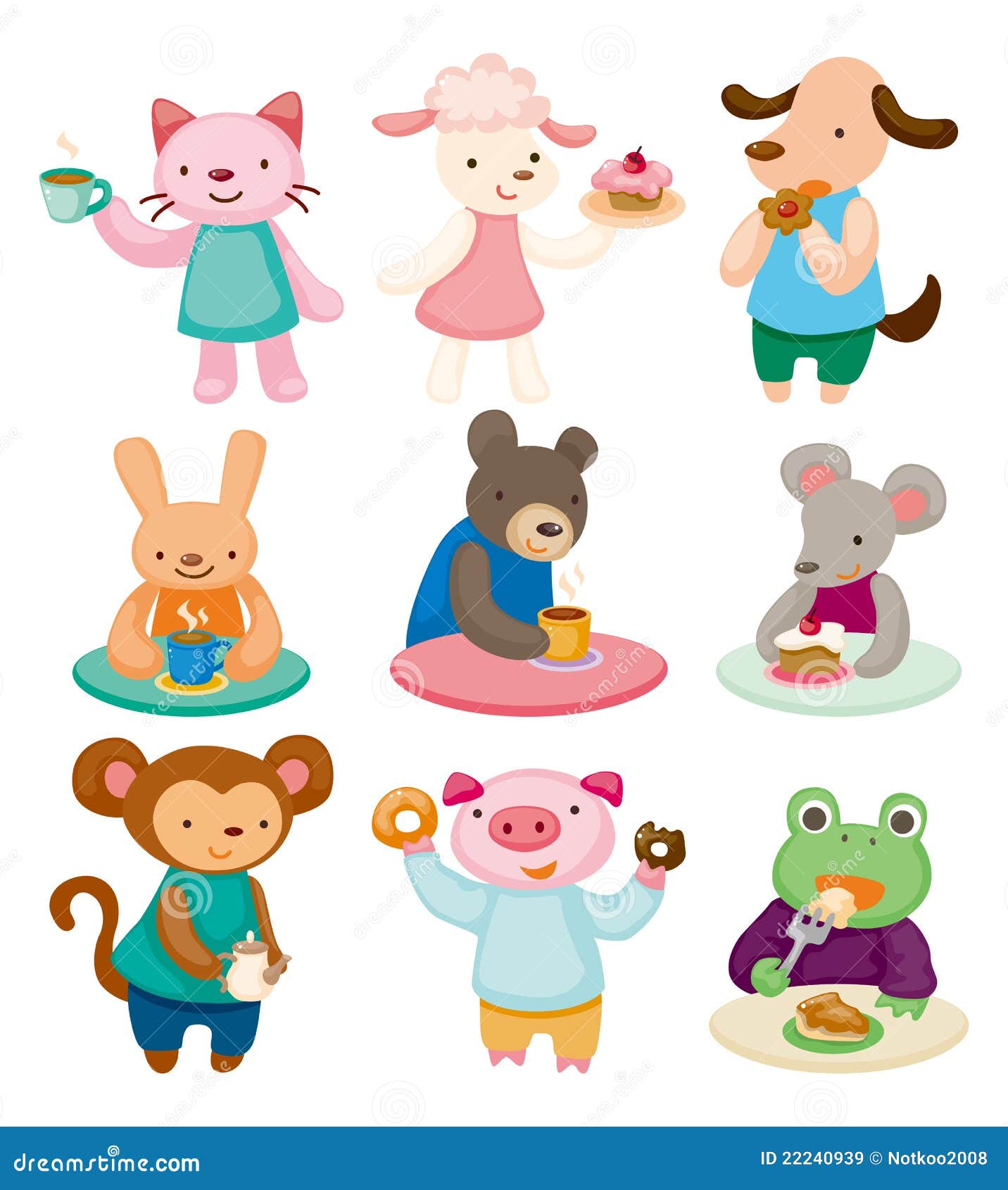 Cartoon Animal Tea Time Set Stock Vector - Illustration of draw, frog ...