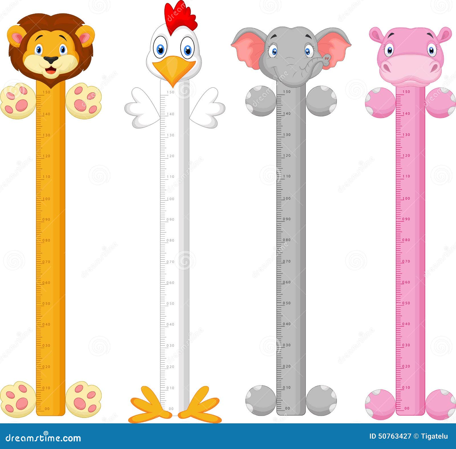 Cartoon animal wall meter stock vector. Illustration of hippo - 50763427