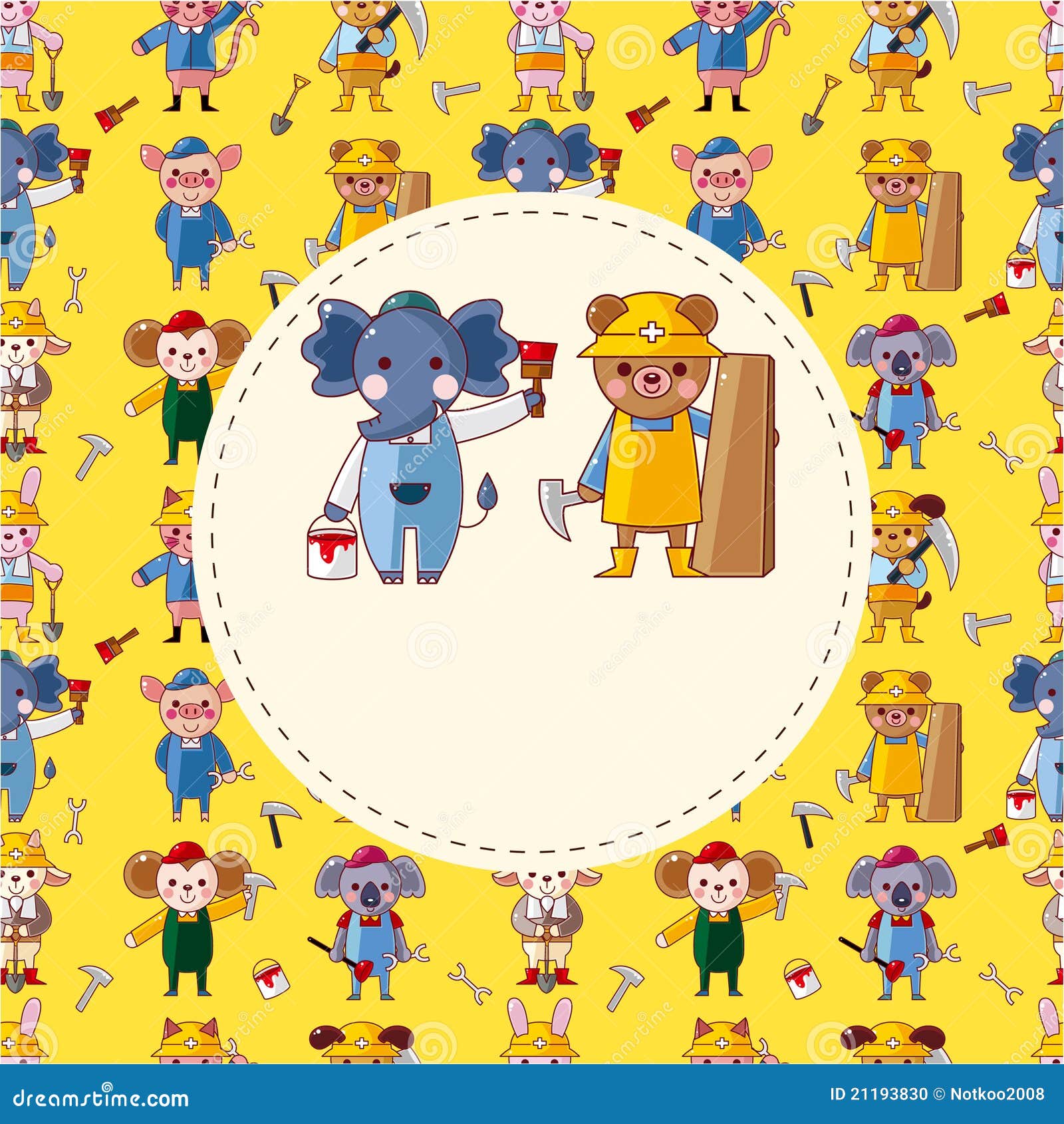 Cartoon animal worker card stock vector. Illustration of industry ...