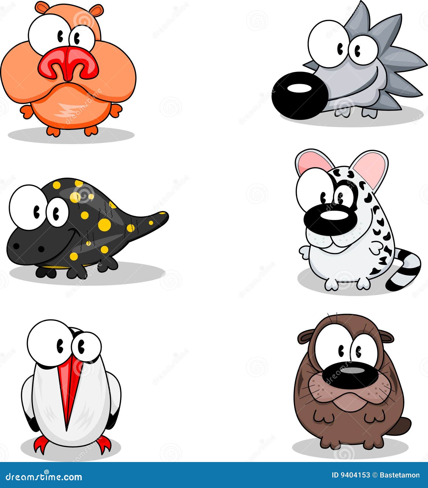 Cartoon animals stock vector. Illustration of comic, wild - 9404153