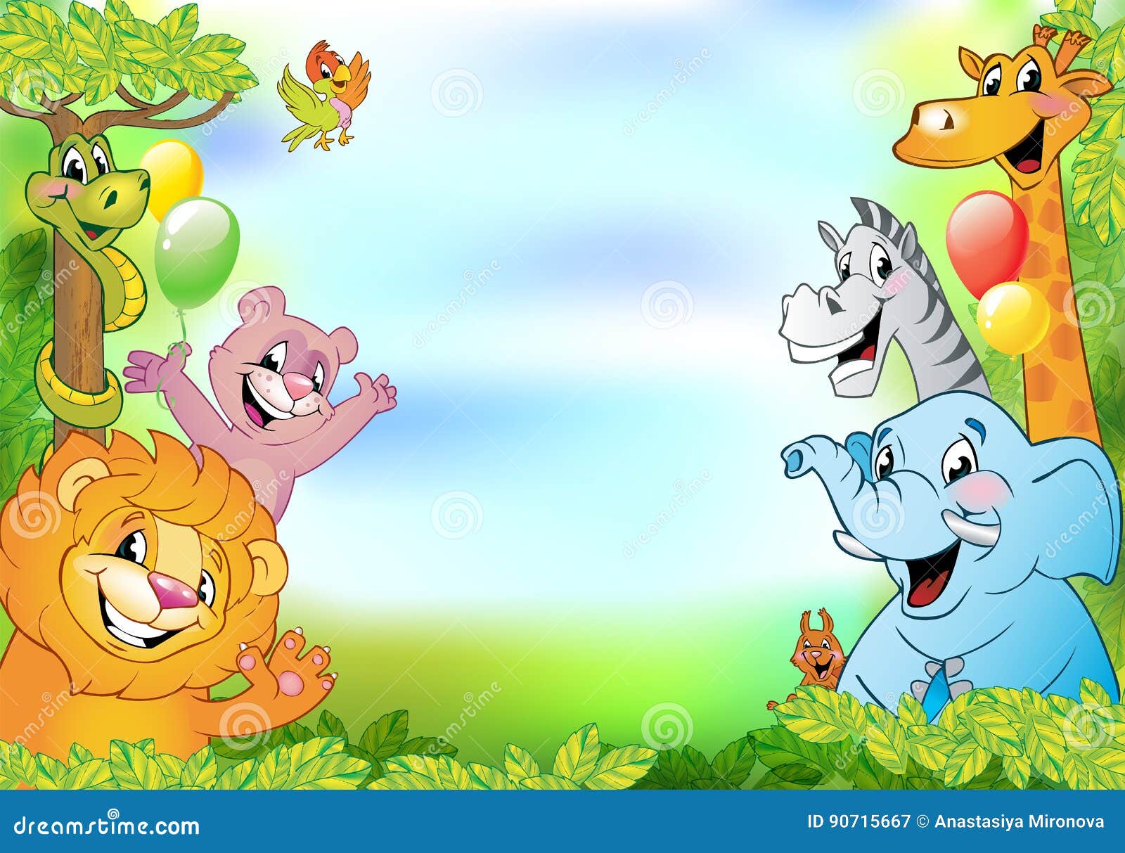 Cartoon Animals, Cheerful Background Stock Vector - Illustration of ...