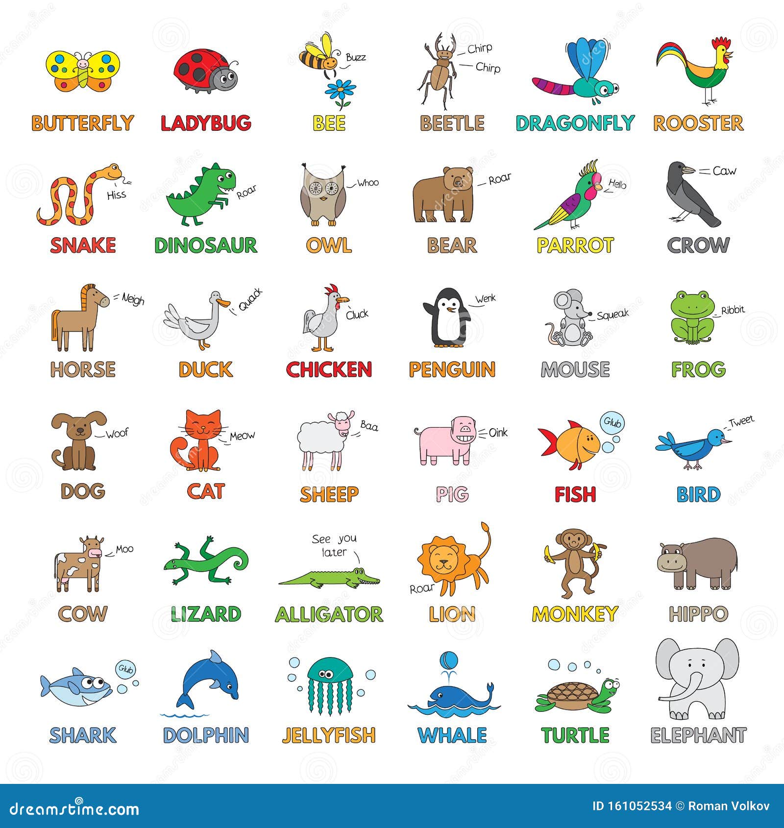 Cartoon Animals for Children Education Stock Vector - Illustration of ...