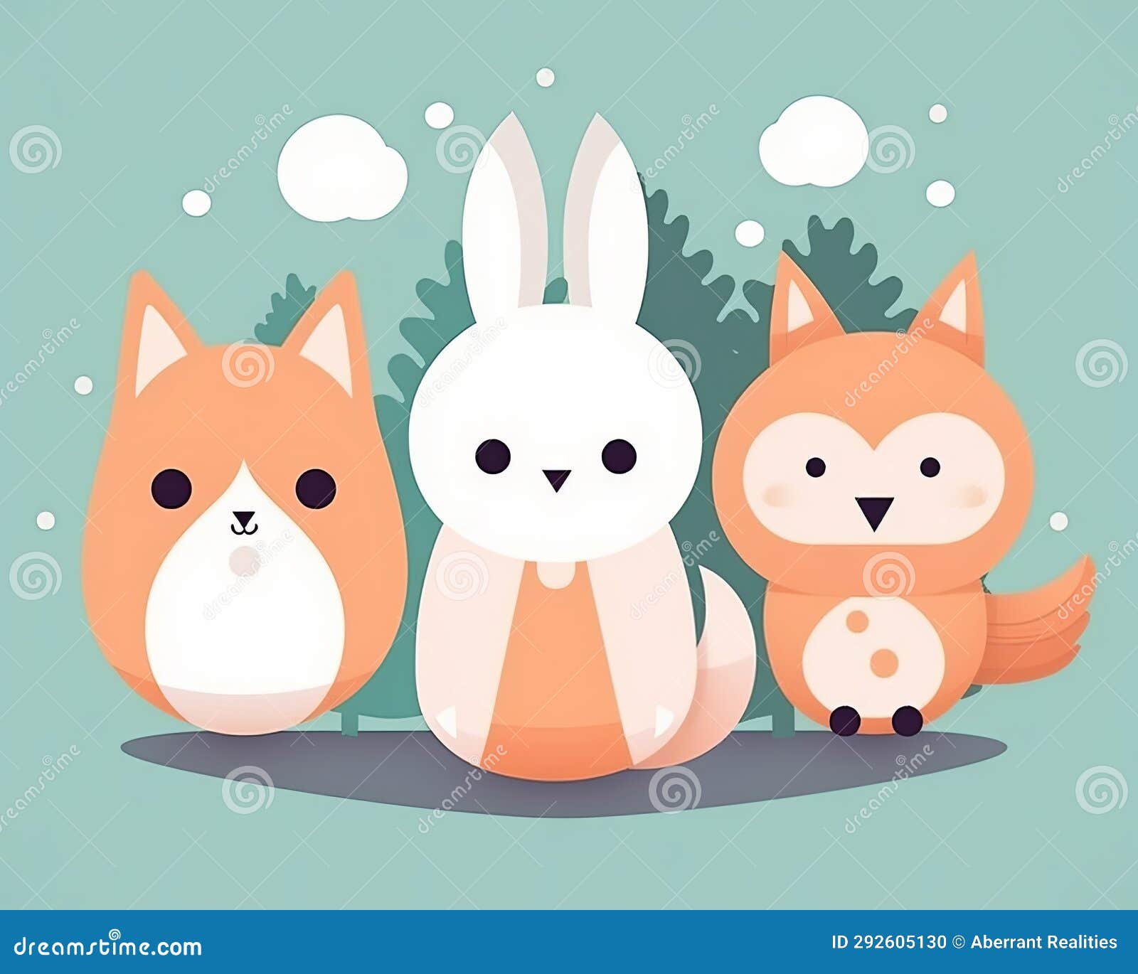 Cartoon Animals Fox Rabbit Rabbit Fox Rabbit Fox Rabbit Fox Rabbit Fox ...