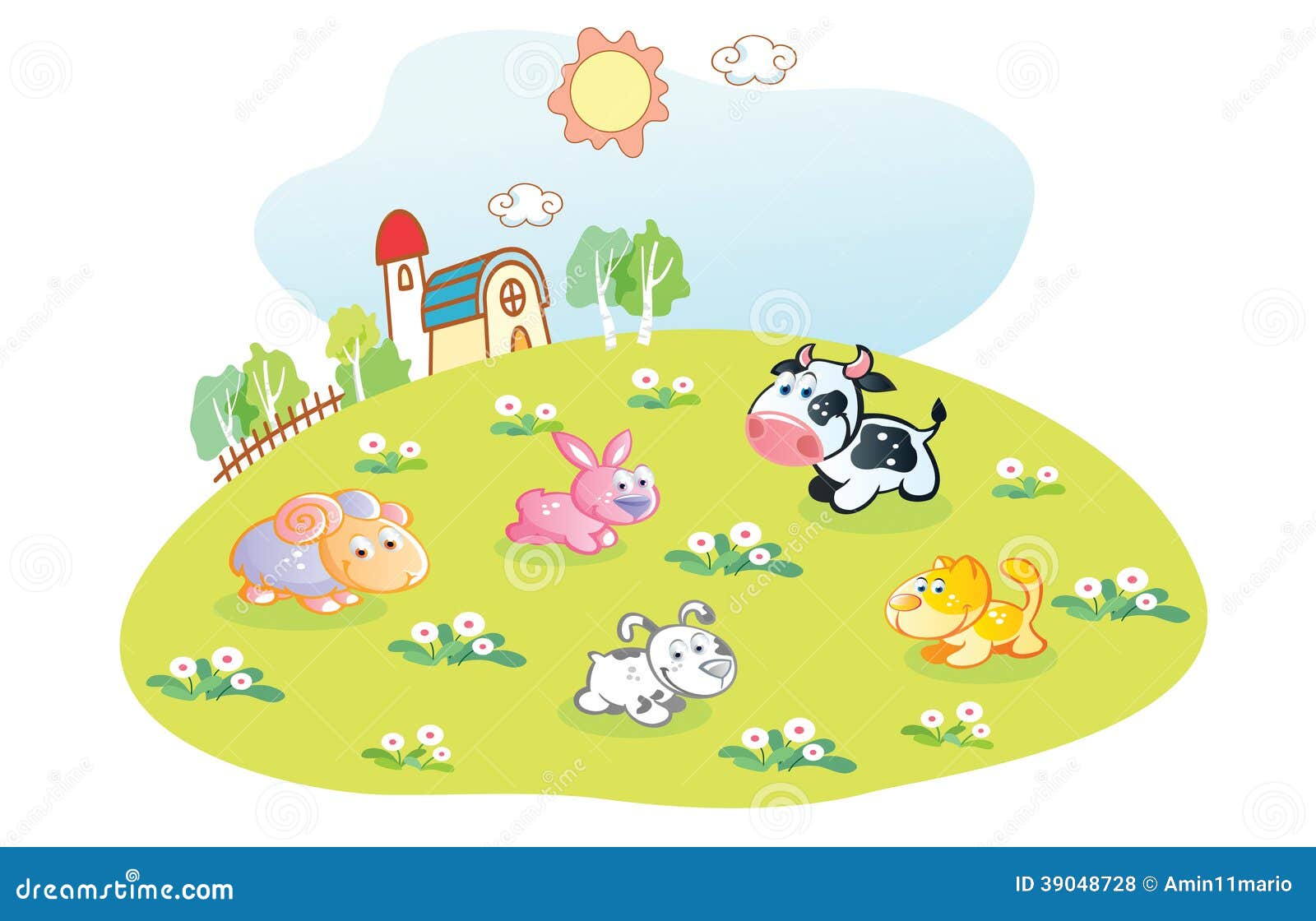Cartoon Animals in the Home Garden Stock Illustration - Illustration of ...