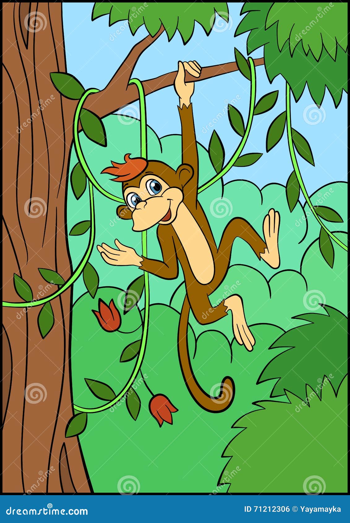 Cartoon Animals for Kids. Little Cute Monkey. Stock Vector ...