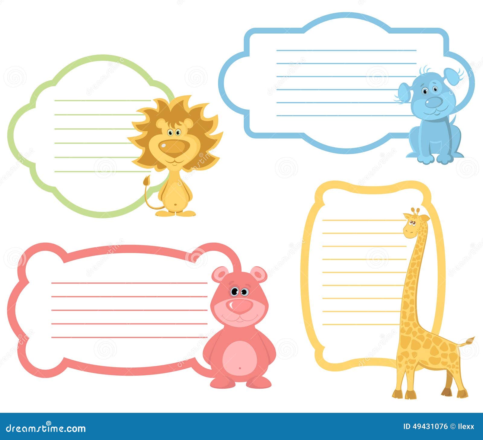 Cartoon Animals label Set stock illustration. Illustration of bauble ...