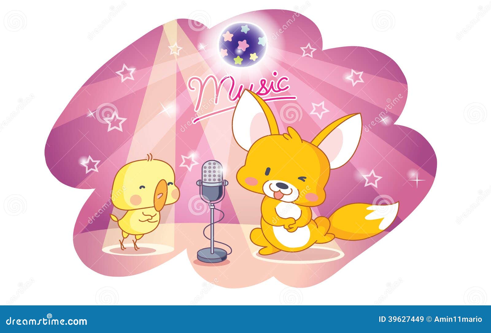Cartoon Animals Party and Singing Stock Illustration - Illustration of ...
