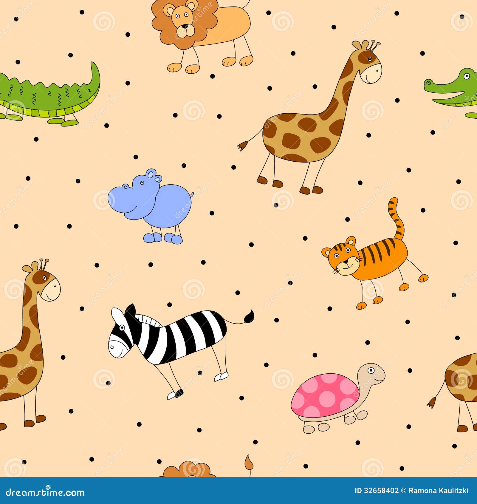 Cartoon Animals stock illustration. Illustration of seamless - 32658402