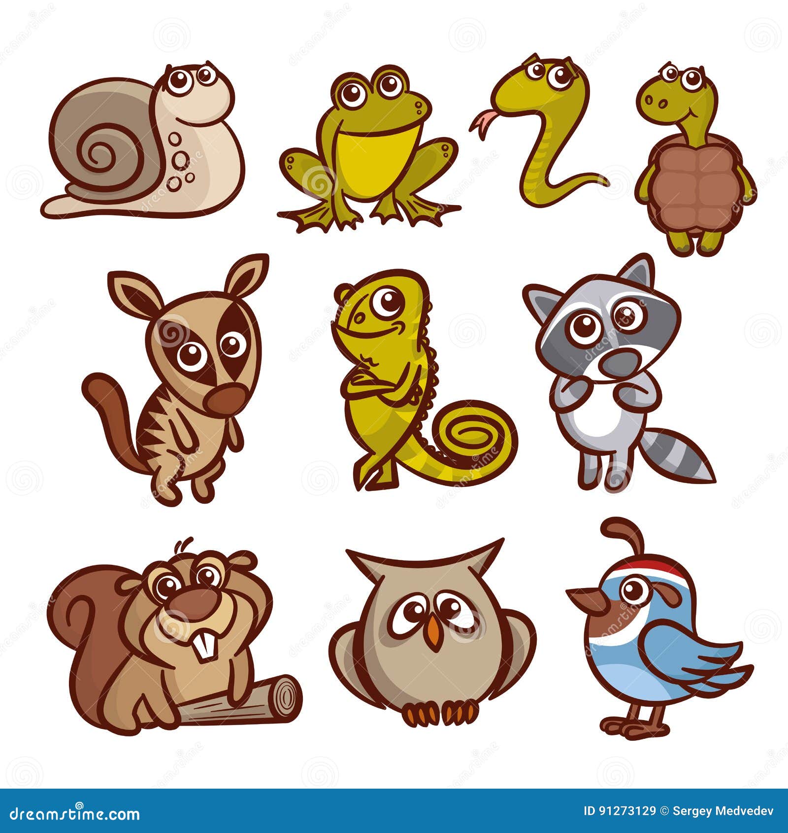 Cartoon Animals Set stock vector. Illustration of wild - 91273129