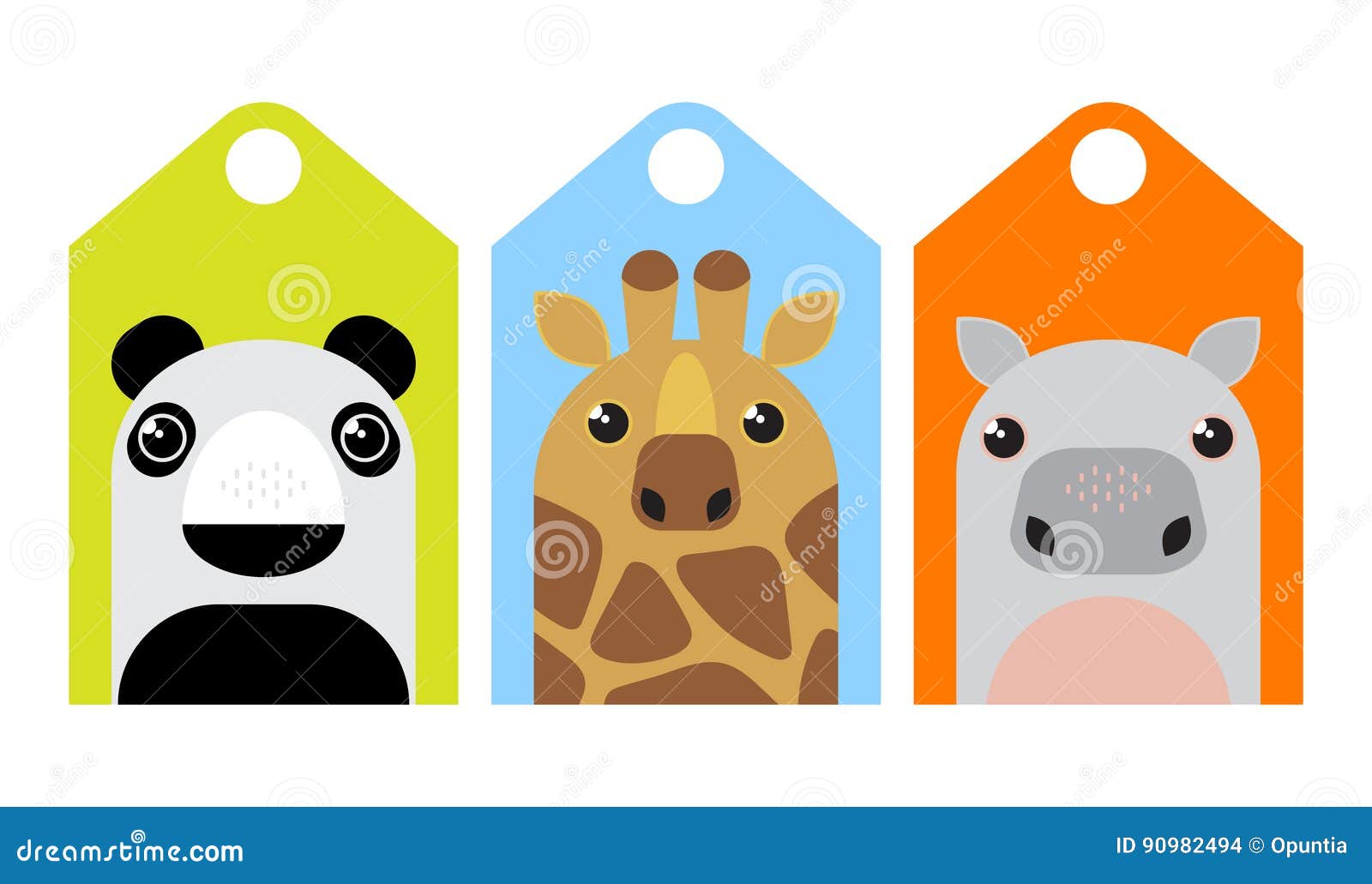 Cartoon animals tags set stock illustration. Illustration of decor ...