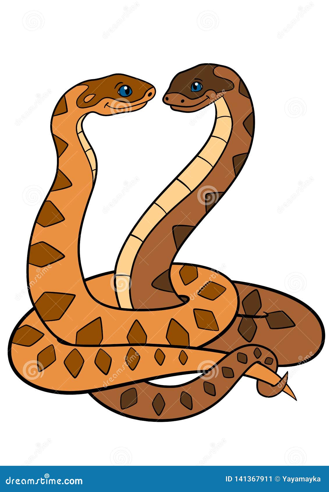 Cartoon Animals. Two Cute Vipers Smile Stock Vector - Illustration of ...