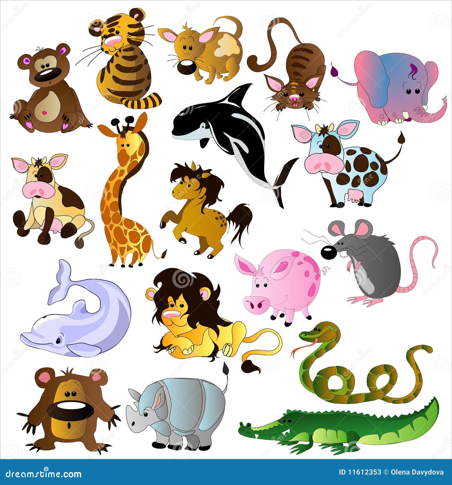 Cartoon animals vector stock vector. Illustration of whale - 11612353