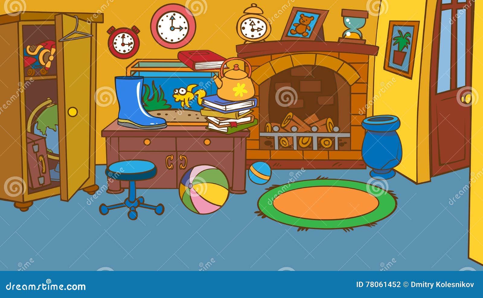 Cartoon animated room stock illustration. Illustration of interior ...