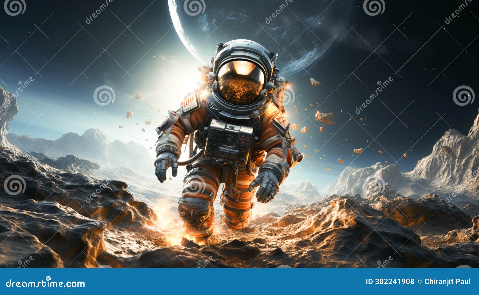 Cartoon Anime Space Traveling Astronaut Floating Gravity Stock ...
