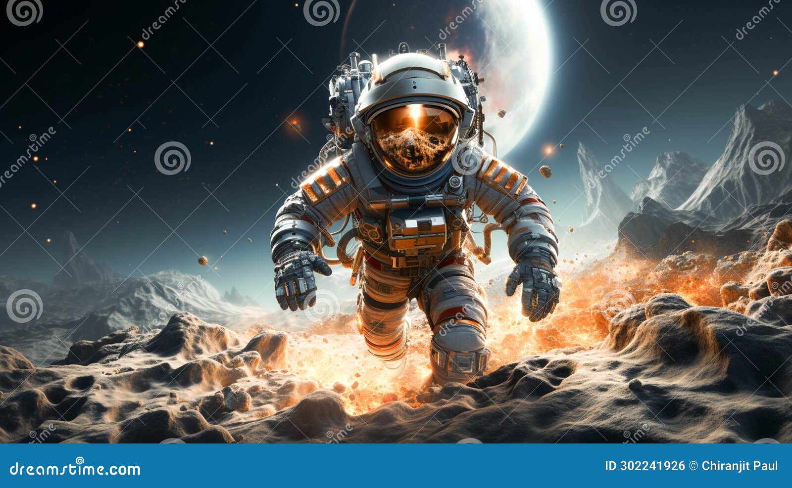 Cartoon Anime Space Traveling Astronaut Floating Gravity Stock ...
