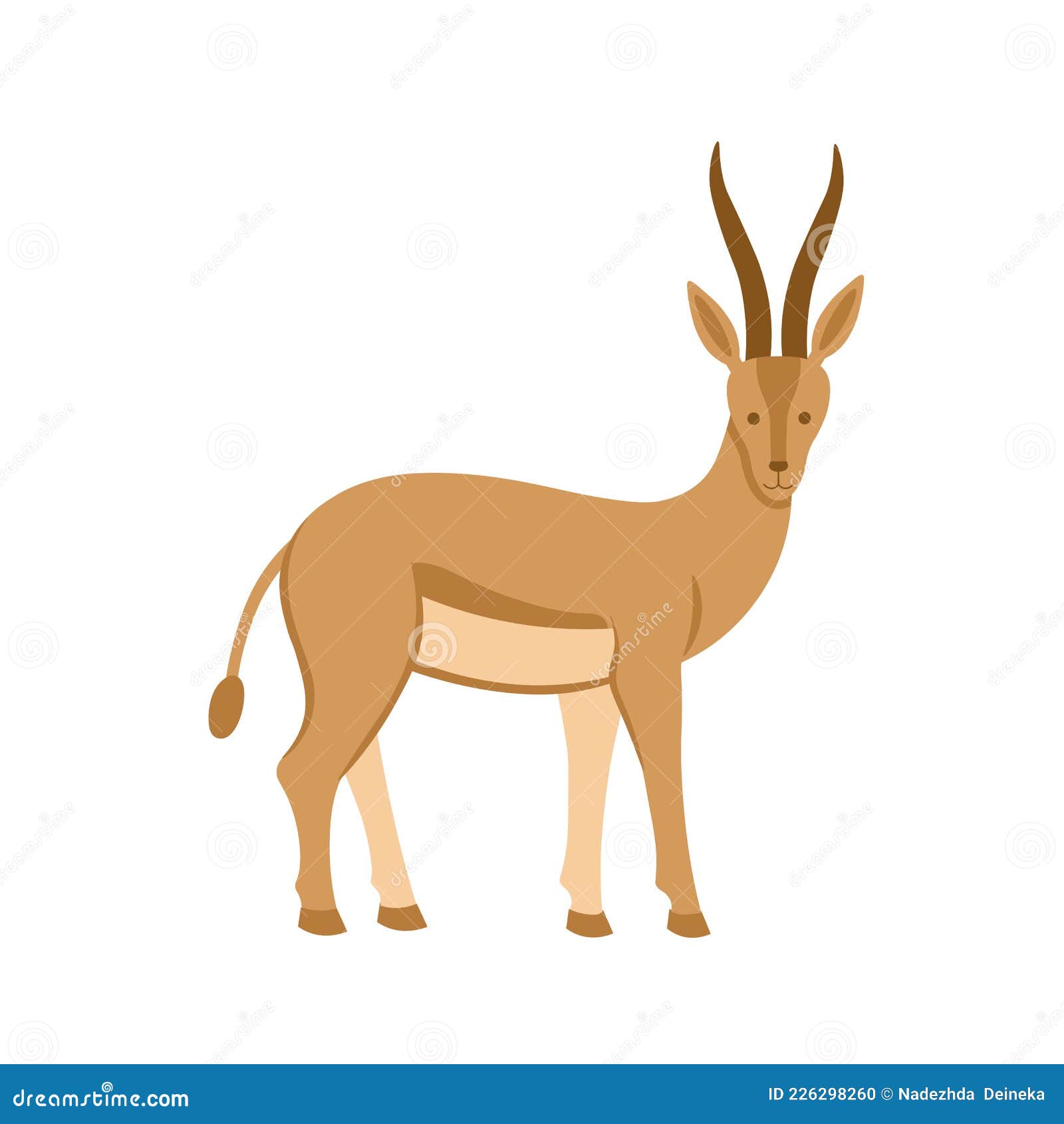 Cartoon Antelope on a White Background.Flat Cartoon Illustration for ...