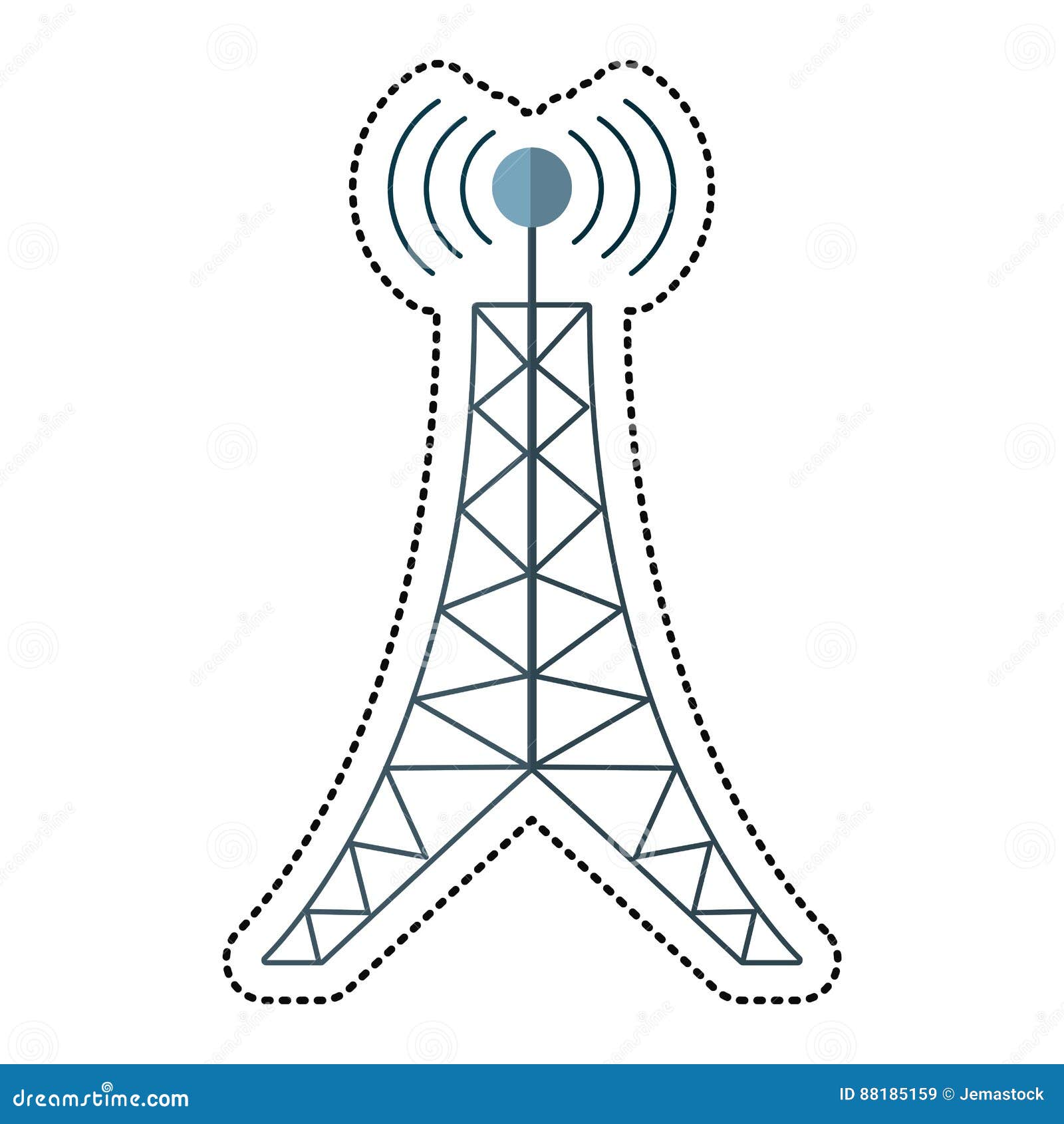 Cartoon Antenna Tower Broadcast Connection Stock Illustration ...