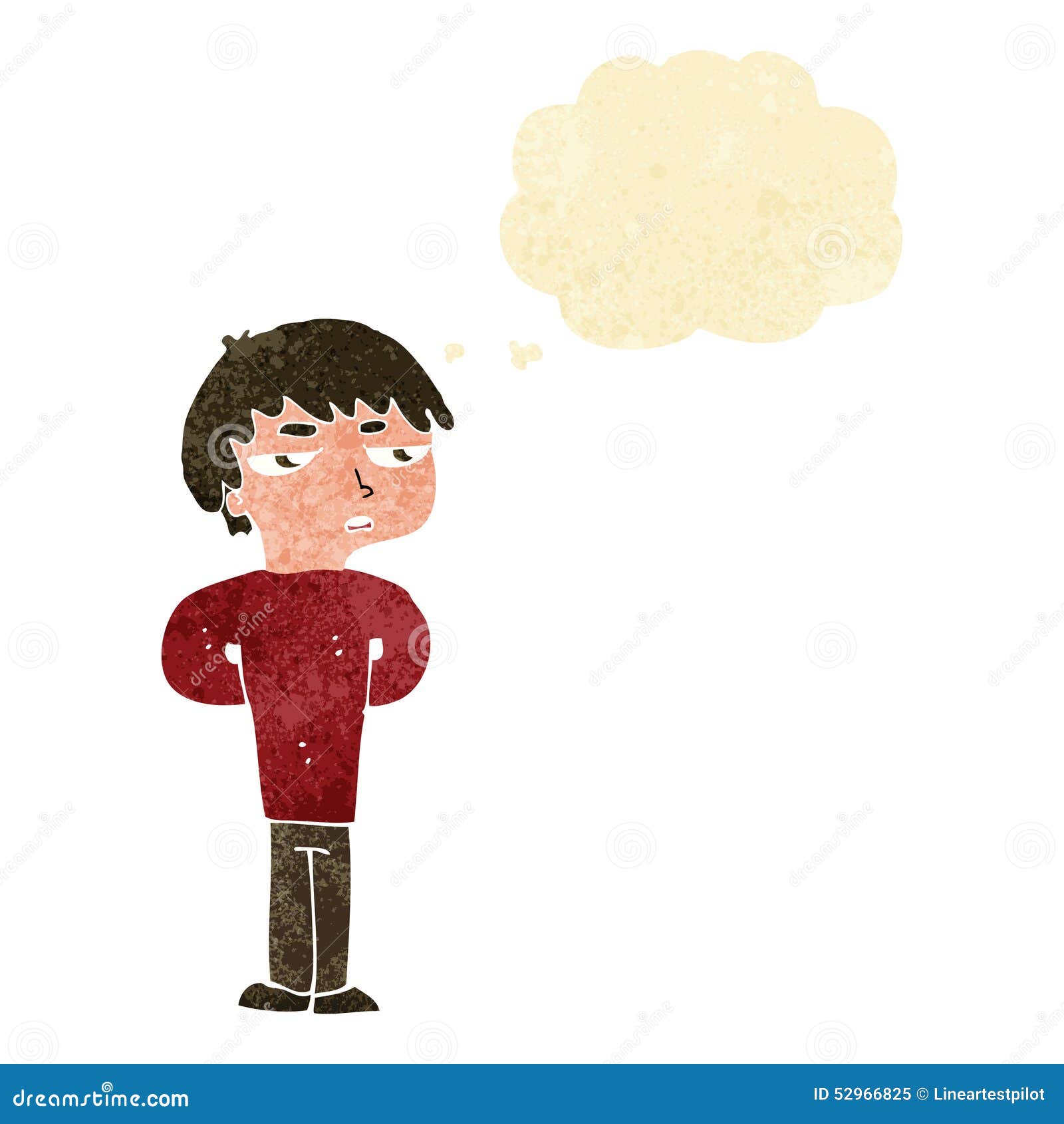 Cartoon Antisocial Boy with Thought Bubble Stock Illustration ...