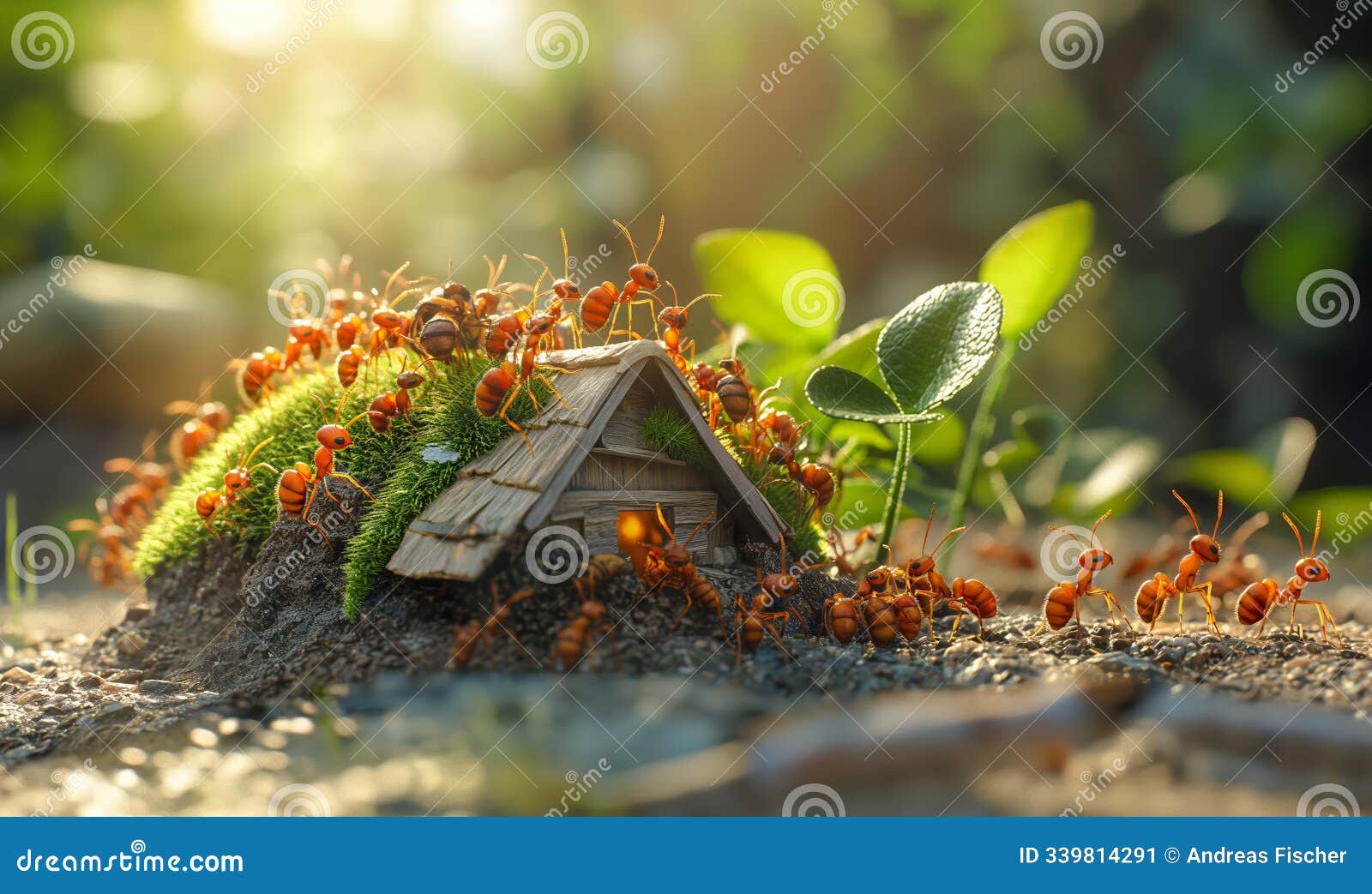 Cartoon Ants Build a House in the Forest. Stock Image - Image of family ...