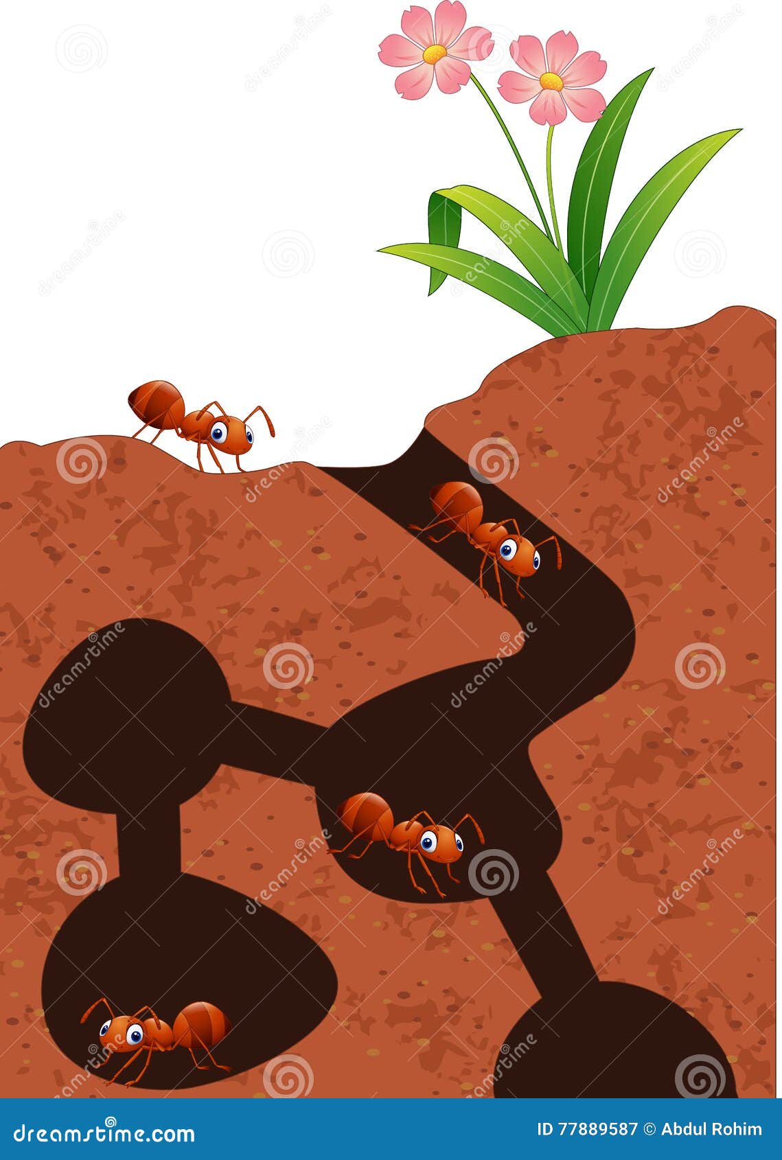 Cartoon ants colony stock vector. Illustration of small - 77889587