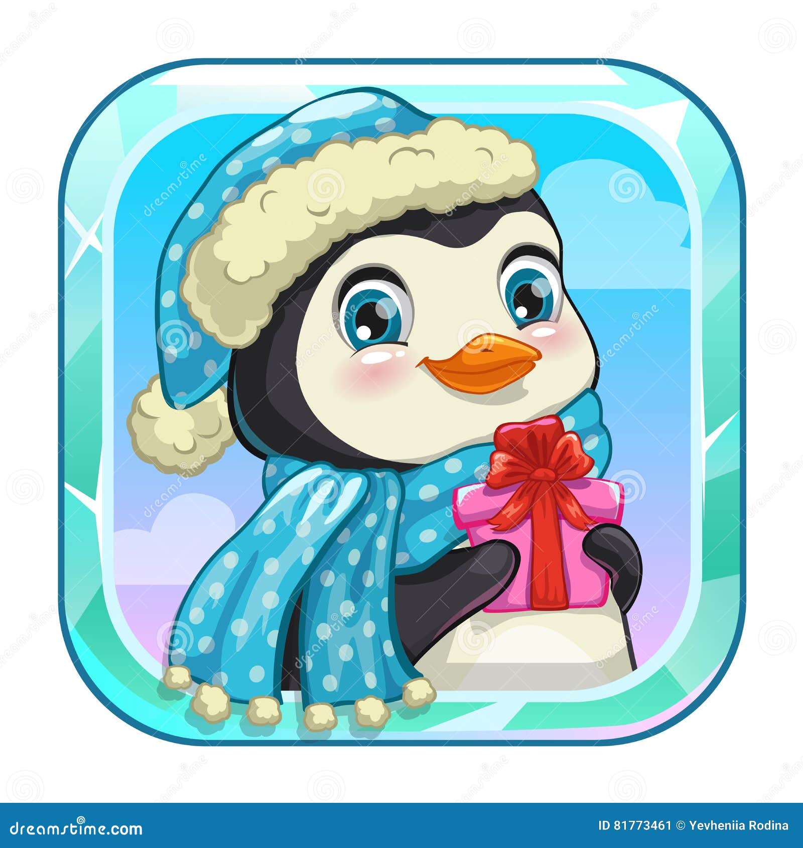 Cartoon App Icon with Cute Penguin. Stock Vector - Illustration of cold ...