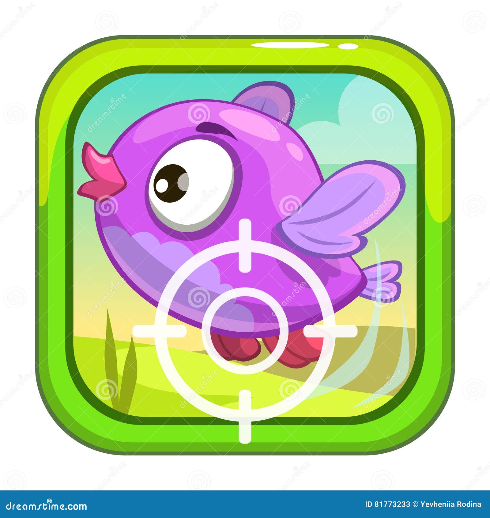 Cartoon App Icon with Funny Bird. Stock Vector - Illustration of cool ...