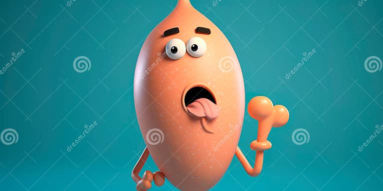 Cartoon Appendix Character with a Puzzled Expression and a Speech ...